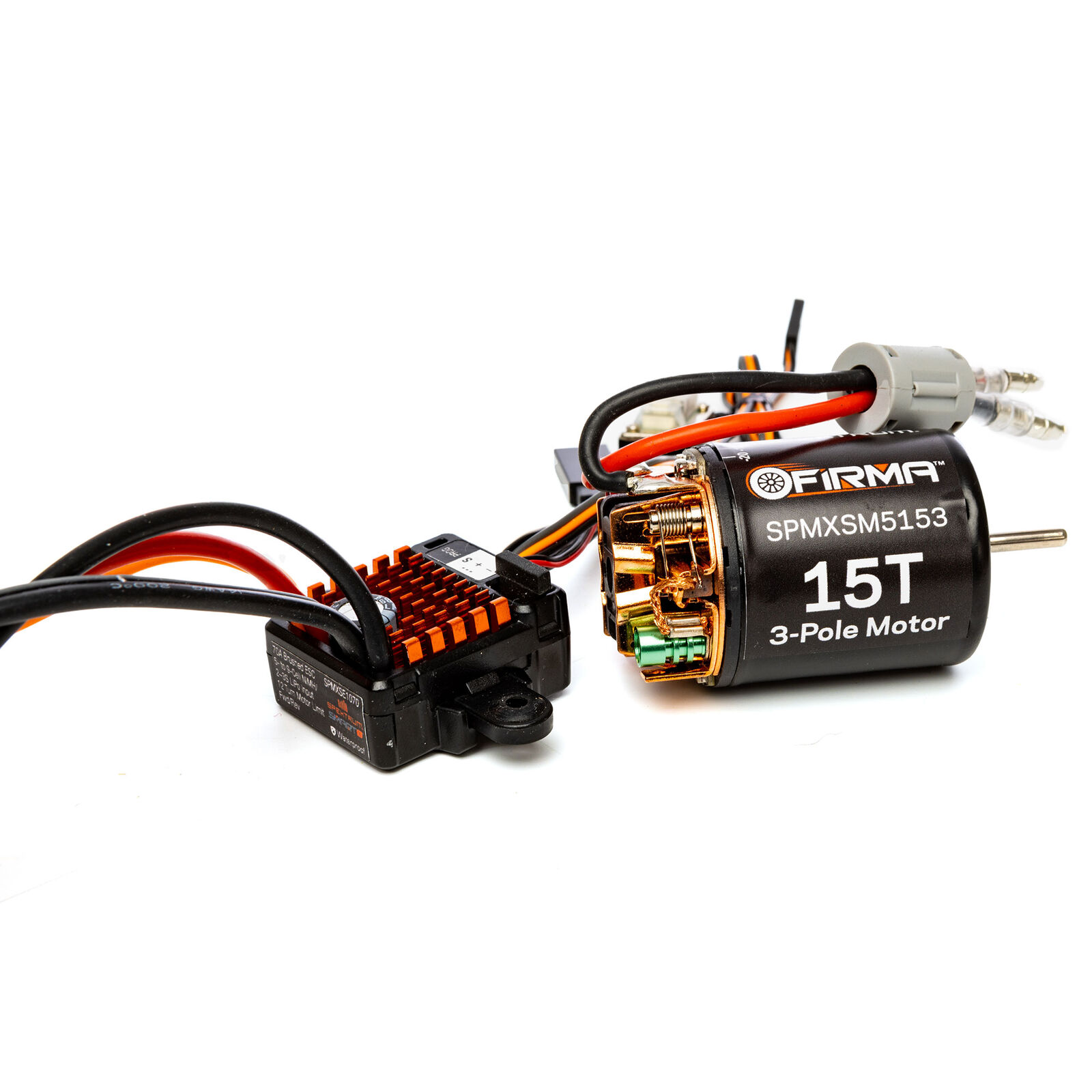 Firma 70A Brushed Smart ESC, 2S-3S: IC3 / 15T Brushed Motor Combo | Spektrum