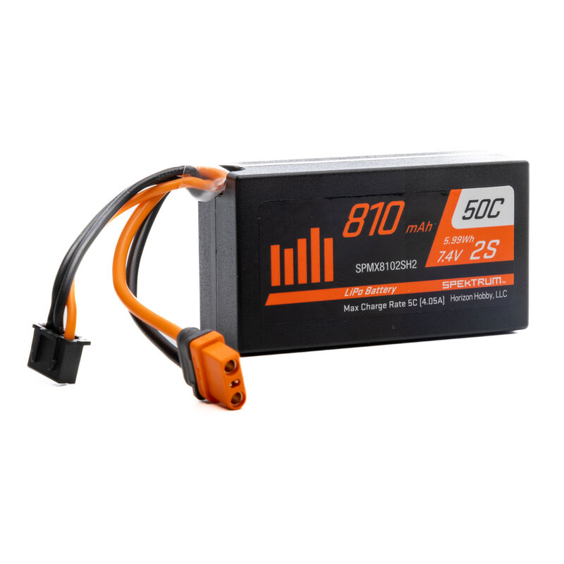 7.4V 810mAh 2S 50C LiPo Battery: IC2 | Spektrum