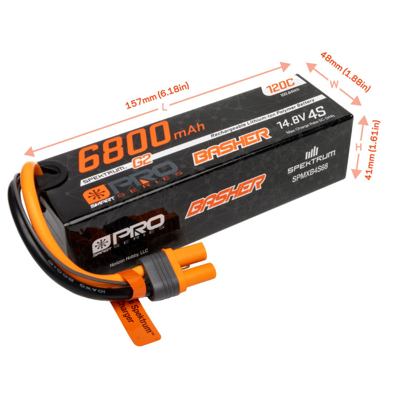 14.8V 6800mAh 4S 120C Smart G2 Pro Basher LiPo Battery: IC5 | Spektrum