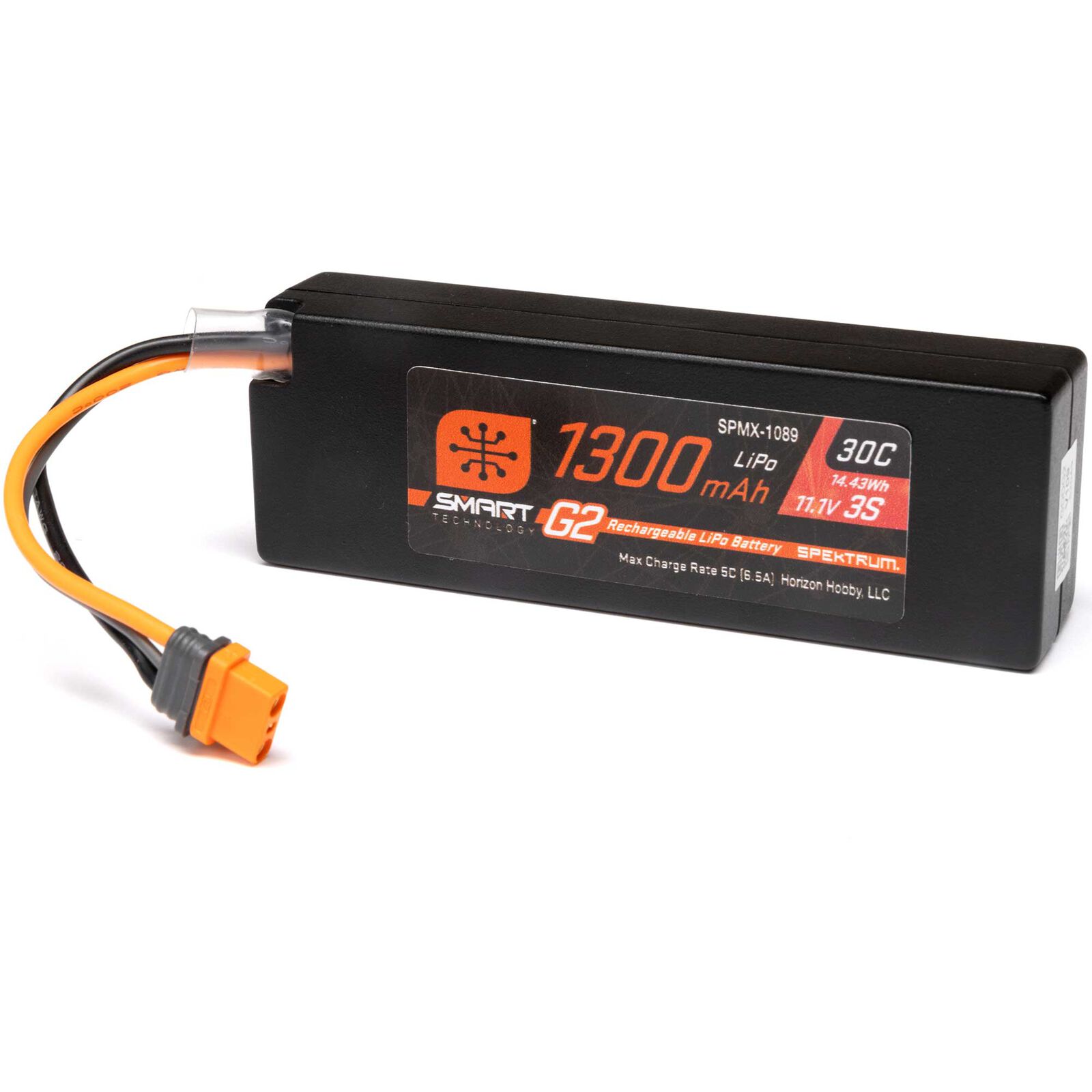 11.1V 1300mAh 3S 30C Smart G2 LiPo Battery: IC2 | Spektrum