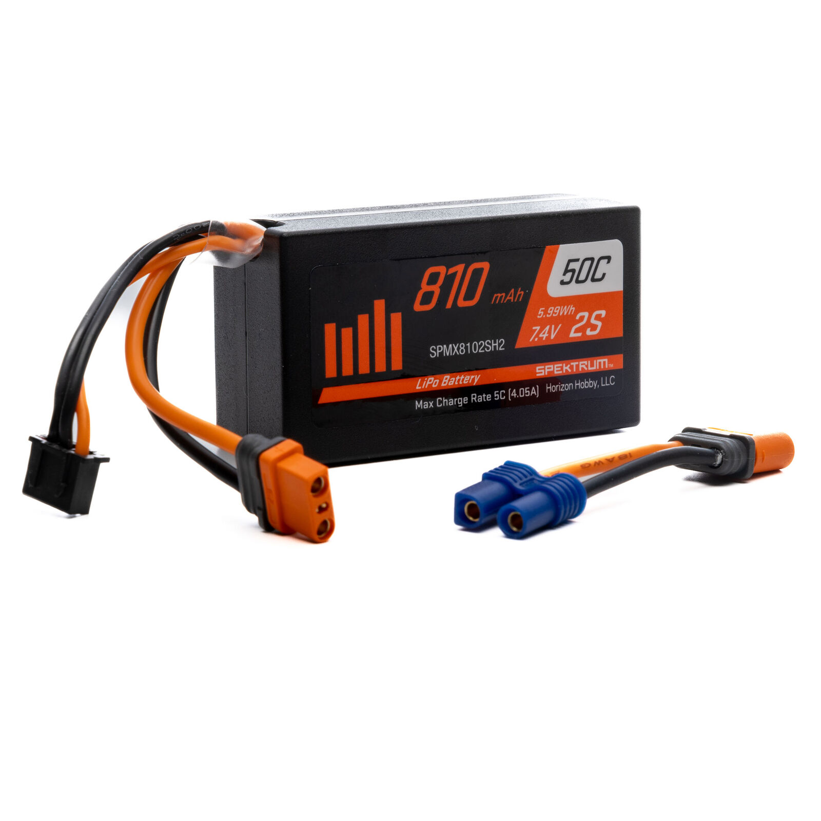 7.4V 810mAh 2S 50C LiPo Battery: IC2 | Spektrum