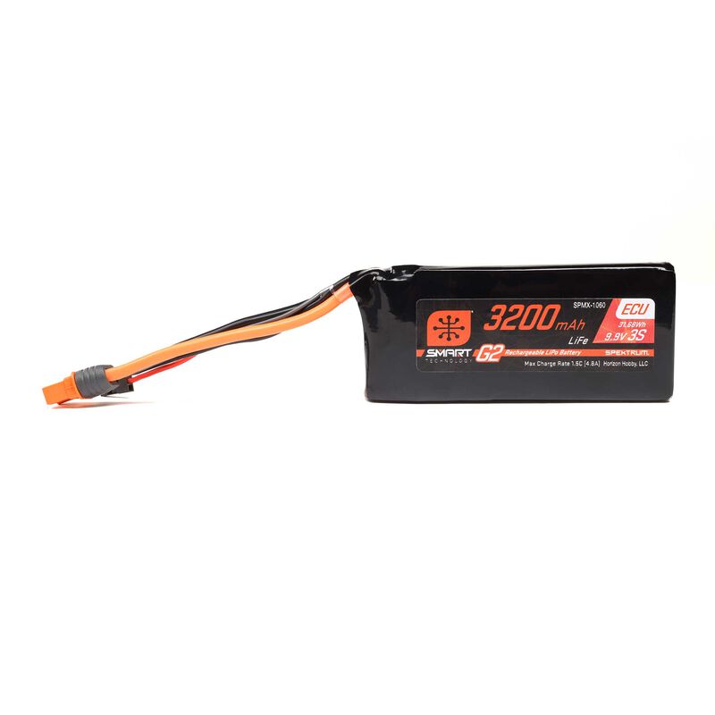 9.9V 3200mAh 3S 10C Smart G2 ECU LiFe Battery: IC3 | Spektrum