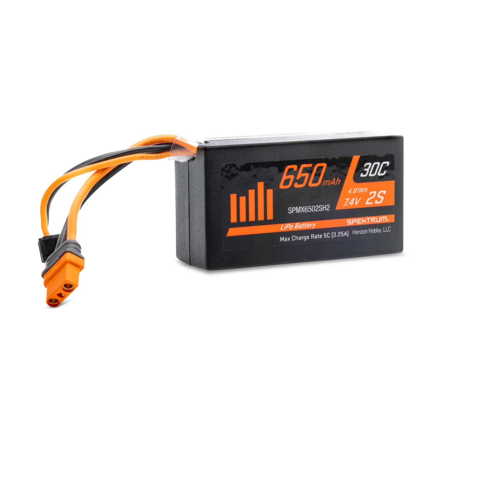 7.4V 650mAh 2S 30C LiPo Battery: IC2 | Spektrum