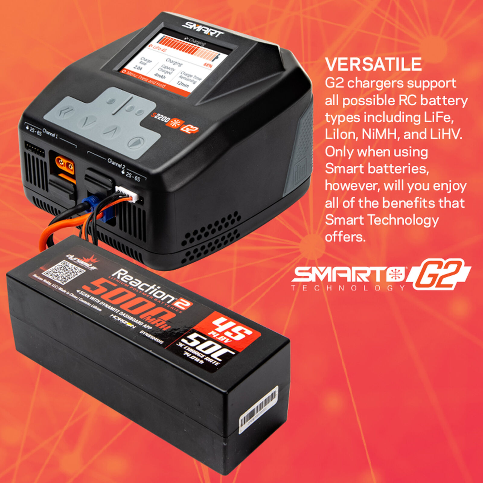S2200 G2 AC 2x200W Smart Battery Charger | Spektrum