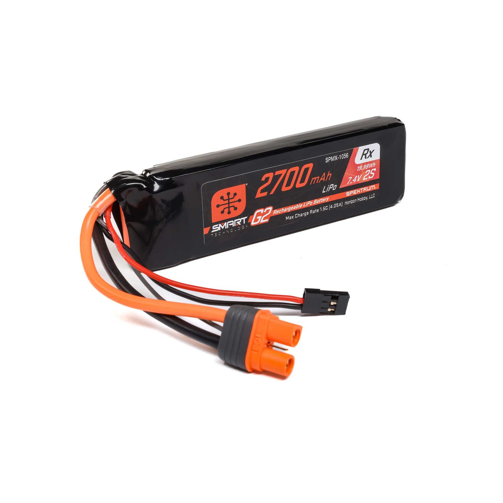7.4V 2700mAh 2S 15C Smart G2 Receiver LiPo Battery: IC3 | Spektrum