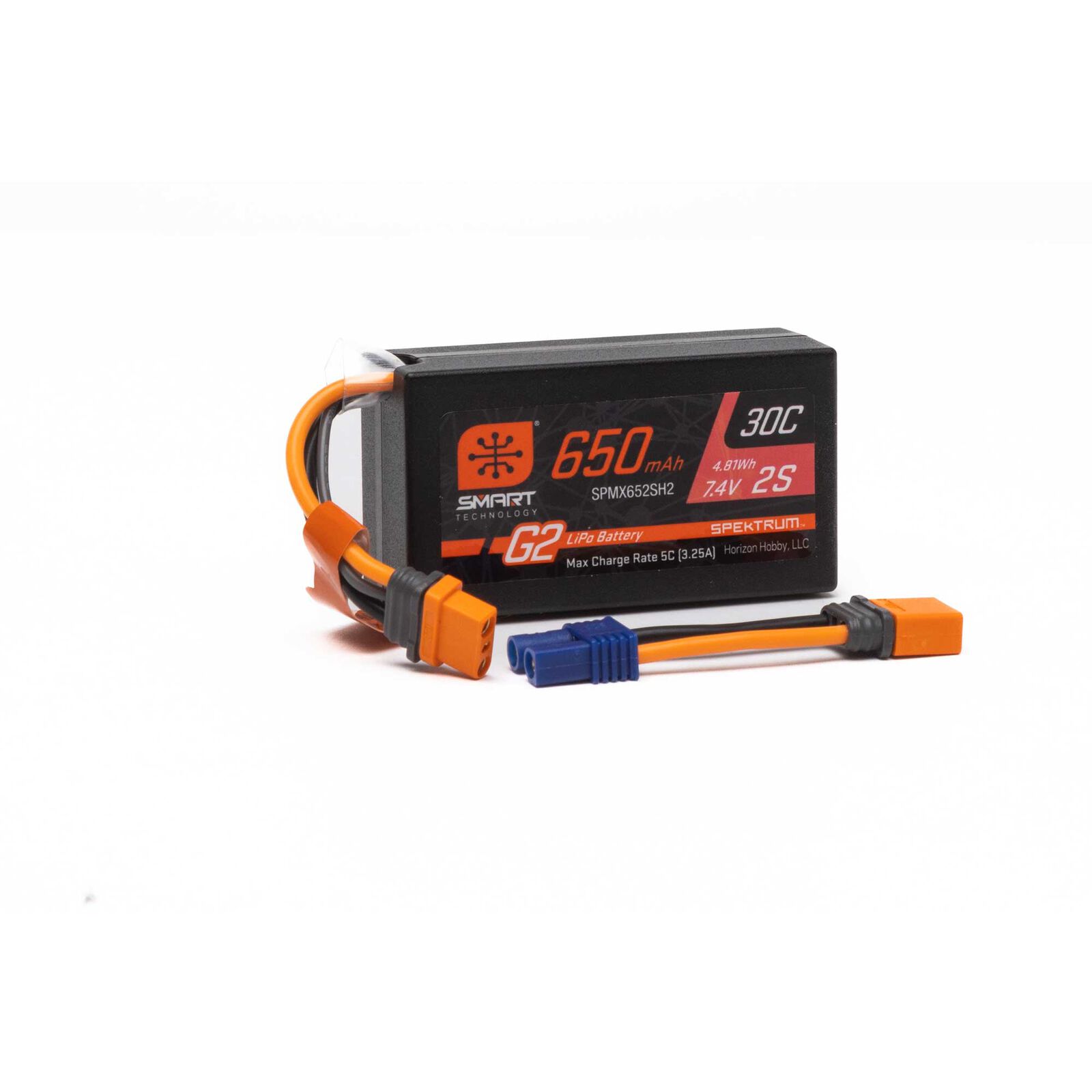 7.4V 650mAh 2S Smart G2 Hardcase 30C LiPo: IC2 | Spektrum