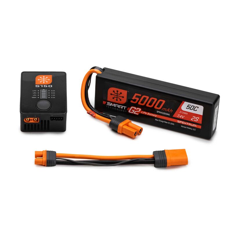 Smart G2 Powerstage Surface Bundle: 2S 5000mAh LiPo Battery / S150 Charger | Spektrum