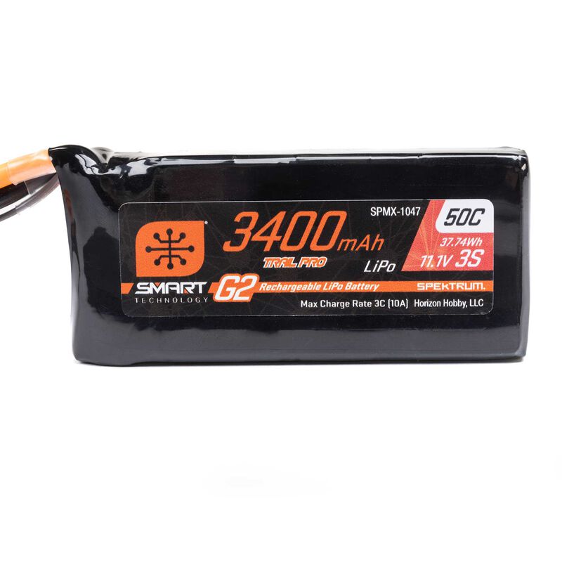 11.1V 3400mAh 3S 50C Smart G2 Trail Pro LiPo Battery: IC3 | Spektrum